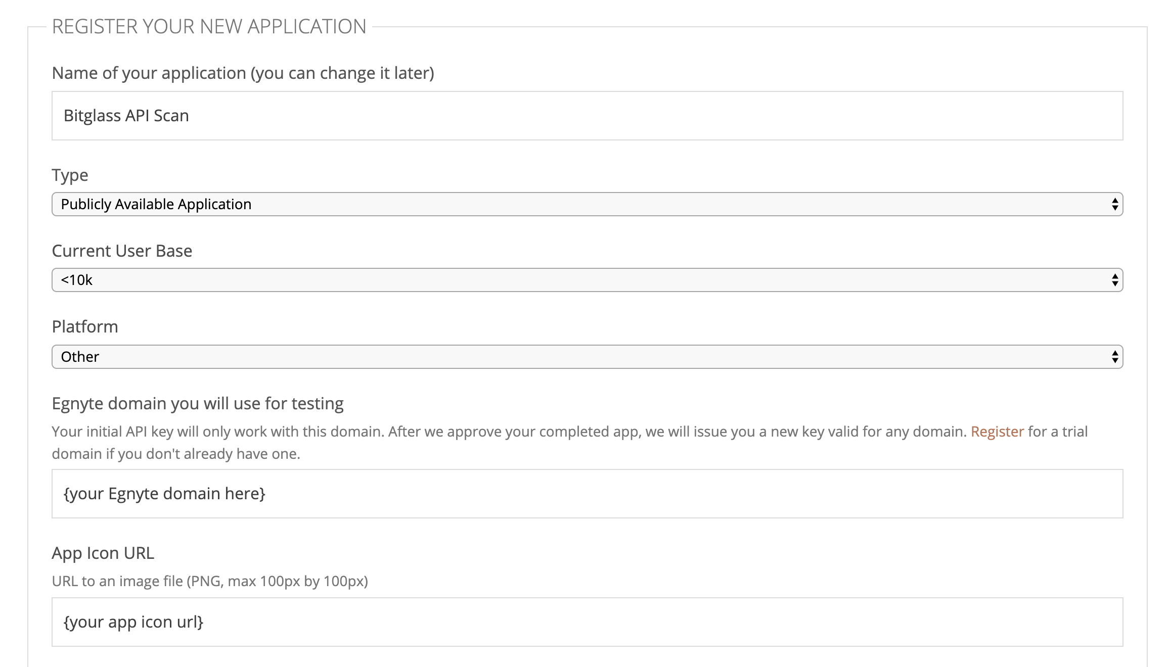 Creating Egnyte developer account and API key